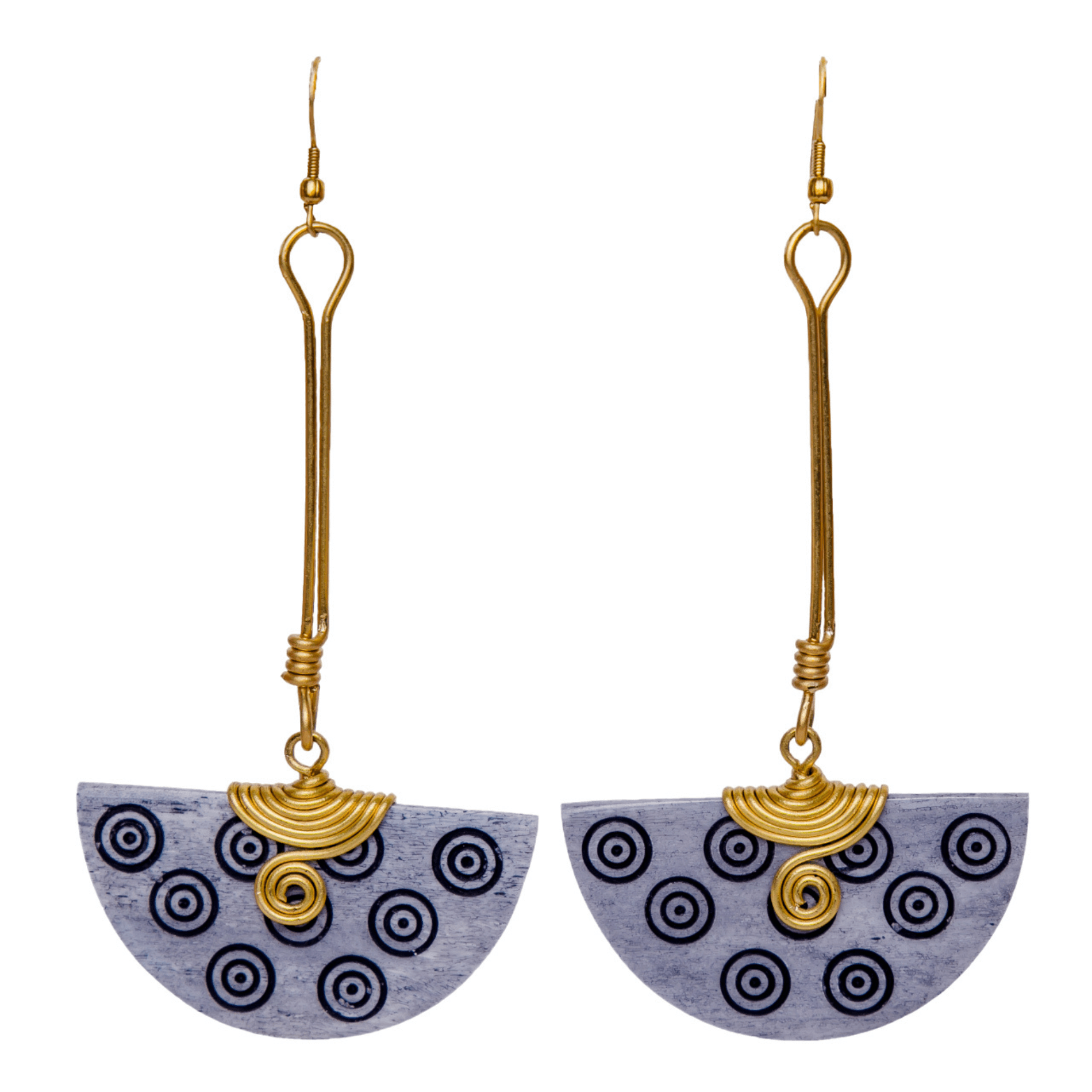Stylish and Unique Long Gray Earrings - Handmade and Painted
